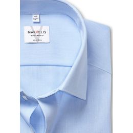 MARVELIS Herren Langarmhemdbleu, Gr. 45, Web, Obermaterial: 100% Baumwolle, Hemden, Businesshemd, Basic, New-Kentkragen, leicht tailliert