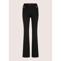 Madeleine Mode MADELEINE Damen Regular-fit-Jeans "Bootcut-Jeans Bootcut-Jeans mit Kettendetails", schwarz, Modern, Gr. 34, Obermaterial: 98% Baumwolle CO. 2%
