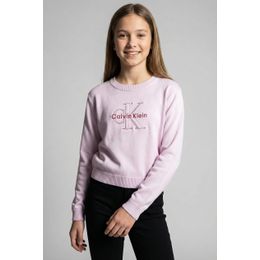 Kinder Strickpulloverpearly pink, Gr. 8, Calvin Klein Jeans, unifarben, Strick, Obermaterial: 100% Baumwolle, Pullover, Regular fit, f&uuml;r Kinder bis