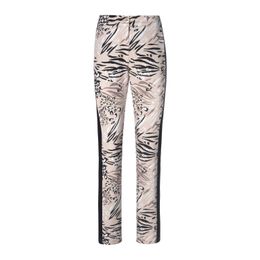Madeleine Mode MADELEINE Damen Stoffhose "Hose Slimline-Hose mit abstraktem Print und Zierstreifen", schwarz, Modern, Gr. 40, Obermaterial: 70% Viskose CV. 25%