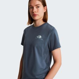 The North Face Damen T-Shirt "W MONTE REGULAR SHORT SLEEVE TEE-GRAPHIC"granite grau, Gr. XL, Obermaterial: 100% Baumwolle, Shirts, sportlicher Stil,