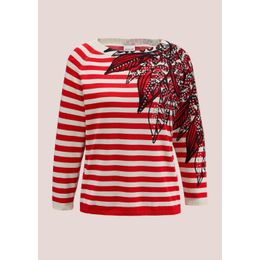 Madeleine Mode MADELEINE Damen Longpullover "Pullover Gestreifter Pullover mit Strasssteinchen", rot, Modern, Gr. 40, Obermaterial: 60% Viskose CV. 40% Baumwolle