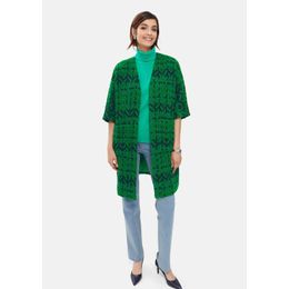 Madeleine Mode MADELEINE Damen Outdoorjacke "Jacke Longjacke aus grob strukturiertem Multicolor-Jacquard", gr&uuml;n, Modern, Gr. 38, Obermaterial: 82% Polyester PES.
