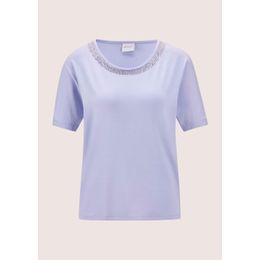 Madeleine Mode MADELEINE Damen Kurzarmshirt "Shirt Rundhals-Shirt mit Strass-Blende", lila, Gr. 38, Obermaterial: 90% Viskose CV. 10% Elasthan EL., Shirts