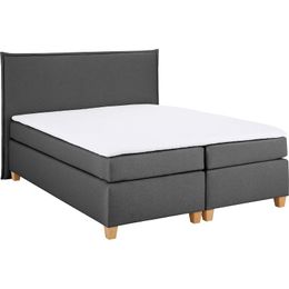 Home Affaire Boxspringbett &raquo;Houssay&laquo; inkl. Topper, 5 Breiten, 2 H&auml;rtegraden auch in &Uuml;berl&auml;nge 220 cm grau Struktur fein (100% Polyester)