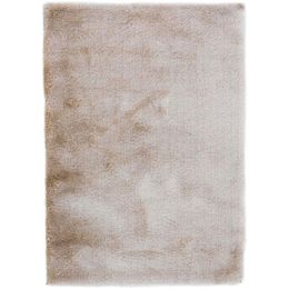 CarpetFine Hochflor-Teppich &raquo;Breeze&laquo; rechteckig 45 mm H&ouml;he besonders weich mit leichtem Glanz Garn, Wohnzimmer beige Polyester