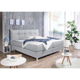 Maintal Boxspringbett grau Bezug der Spiegelfl&auml;che Matratzendrell aus 100% Polyester;Strukturstoff-Bezug (100% Polyester);Kaltschaum-Topper: Bezug aus 100% 