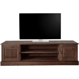 Lowboard Home Affaire "Liotta", braun, B:160cm H:45cm T:40cm, FSC-zertifiziertes Massivholz, Sideboards, Lowboard, Kommode mit Kabeldurchgang + 1 lose Einlegeboden, massives Kiefernholz
