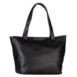 Shopper Tom Tailor "Leora", Damen, Gr. B/H/T: 39cm x 26,5cm x 19cm, schwarz, Polyurethan, Taschen Shopper, leichtgewichtige Styles aus fein genarbtem Lederimitat