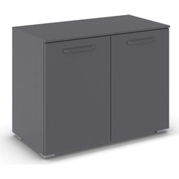 Sideboard Rauch "T&uuml;rkommode Kommode Lowboard OTELI mit Dekor- und Hochglanzfront", graumetallic, B:80cm H:61cm T:42cm, Holzwerkstoff, Sideboards, Sideboard, mit 2 T&uuml;ren, Einlegeboden variabel einsetzbar MADE IN GERMANY