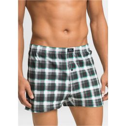 Boxershorts bonprix, Damen, Gr. 5, 3 Stk., schwarz (kariert, grau), Obermaterial: 100% Baumwolle, Unterhosen, Lockere Jersey Boxershorts aus Baumwolle (3er Pack)