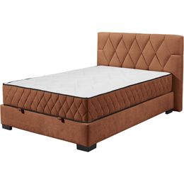 Boxbett ED EXCITING DESIGN "Nagol", braun (cognac), B:165cm L:214cm, 100% Polyester, Komplettbetten, mit Bettkasten, mit Wendematratze, erh&auml;ltlich in verschiedenen Breiten