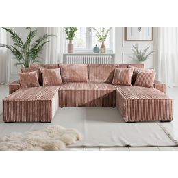 Wohnlandschaft Collection AB "Manhattan, Breite 313 cm, Auswahl in zwei verschiedenen Cord-Bez&uuml;gen", taupe, B:313cm H:41cm T:161cm, 100%Polyester, Sofas, Wohnlandschaft, Wohnlandschaft,2 Ottomane,Bonnelfederkern,Schlaffunktion