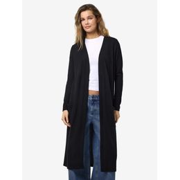 Strickjacke Noisy may "NMCITY L/S LONG CARDIGAN NOOS", Damen, Gr. S, schwarz, Strick, Obermaterial: 97% Polyester, 3% Elasthan, unifarben, kniebedeckend, V-Ausschnitt, B&uuml;ndchen, Strickjacken Strickjacke, Kunstfaser