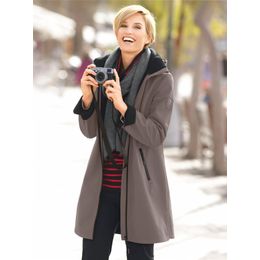 Softshelljacke Casual Looks, Damen, Gr. 21, grau (taupe), 94% Polyester, 6% Elasthan, unifarben, figurumspielend, Jacken Softshelljacke