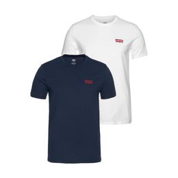 Levi's Kurzarmshirt LEVI'S, Herren, Gr. S, blau (navy, wei&szlig;), Jersey, Obermaterial: 100% Baumwolle, slim fit h&uuml;ftbedeckend, Rundhals, eingesetzt abgesteppt, Shirts, mit Levi's Logo auf der Brust