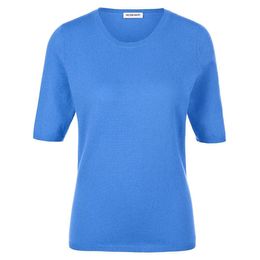 Peter Hahn - Rundhals-Pullover aus Schurwolle und Kaschmir, blau, Gr. 38 / S - Schurwolle
