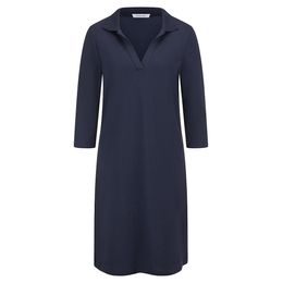 Peter Hahn - Polo-Kleid mit 3/4-Arm, blau, Gr. 44 / L - Baumwolle