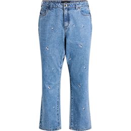 ZIZZI Jeans 'Gemma' Damen Gr&ouml;&szlig;e 45/46 blue denim / hellgr&uuml;n / rosa