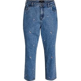 ZIZZI Jeans 'Mille' Damen Gr&ouml;&szlig;e 50 blue denim / oliv / ros&eacute;