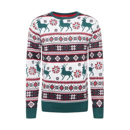 LINDBERGH Pullover 'Christmas' Herren Gr&ouml;&szlig;e S gr&uuml;n / orangerot / wei&szlig; Weihnachtspullover
