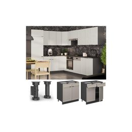 VICCO Schubunterschrank Fame-Line Anthrazit Grau-Beige gerahmt 80 cm ohne Arbeitsplatte