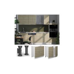 VICCO Sp&uuml;lenunterschrank Fame-Line Wei&szlig; Eiche gefr&auml;st 80 cm mit Arbeitsplatte Anthrazit