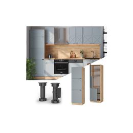 VICCO Vorratsschrank Fame-Line Eiche Hellblau-Grau gerahmt 60 cm 3 T&uuml;ren