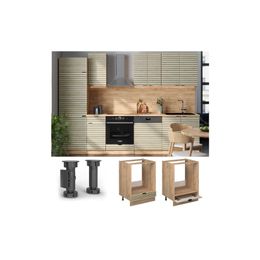 VICCO Herdumbauschrank Fame-Line Eiche gefr&auml;st 60 cm mit Arbeitsplatte Eiche