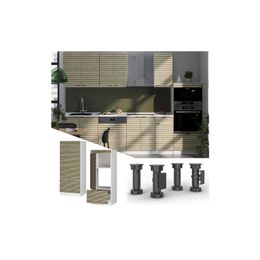 VICCO Mikrowellenschrank Fame-Line Wei&szlig; Eiche gefr&auml;st 60 cm mit Schublade & T&uuml;r