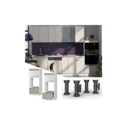 VICCO Mikrowellenschrank Fame-Line Wei&szlig; Grau-Beige gerahmt 60 cm mit Schublade
