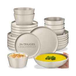 TecTake&reg; Tafelservice, f&uuml;r 6 Personen, aus Steingut, mit Glasur, ineinander stapelbar