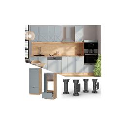 VICCO Mikrowellenschrank Fame-Line Eiche Hellblau-Grau gerahmt 60 cm mit Schublade & T&uuml;r