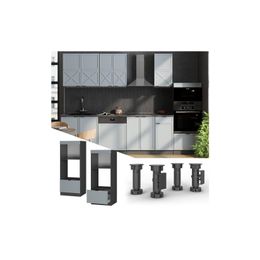 VICCO Mikrowellenschrank Fame-Line Anthrazit Hellblau-Grau gerahmt 60 cm mit Schublade