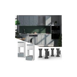 VICCO Mikrowellenschrank Fame-Line Wei&szlig; Hellblau-Grau gerahmt 60 cm mit Schublade