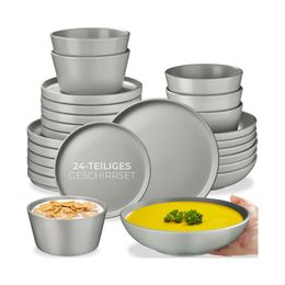 TecTake&reg; Tafelservice, f&uuml;r 6 Personen, aus Steingut, mit Glasur, ineinander stapelbar