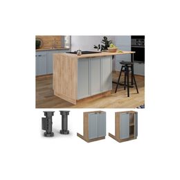 VICCO Regalinselunterschrank Fame-Line Eiche Hellblau-Grau gerahmt 60 cm