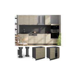 VICCO Unterschrank Fame-Line Anthrazit Eiche gefr&auml;st 80 cm mit Arbeitsplatte Eiche