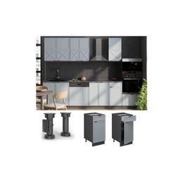 VICCO Schubunterschrank Fame-Line Anthrazit Hellblau-Grau gerahmt 40 cm mit Arbeitsplatte Anthrazit
