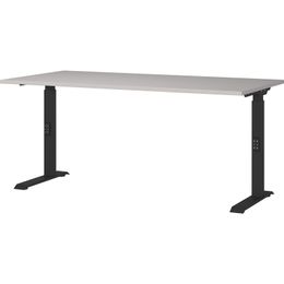 Schreibtisch h&ouml;heneinstellbar 68-91 cm Greige/Schwarz 160x80cm C-Fu&szlig; B&uuml;rotisch Ergonomisch Made in Germany "Stuttgart" KADIMA DESIGN