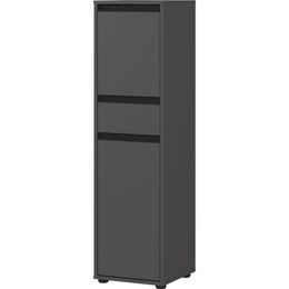 Badschrank HAMBURG Graphit Soft-Close D&auml;mpfung Melaminharzbeschichtung Nischenschrank schmal Midischrank KADIMA DESIGN