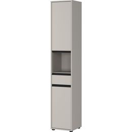 Badezimmerschrank Hochschrank Soft-Close D&auml;mpfung 33x181x34 cm Steingrau Kratzfest Badm&ouml;bel stehend Serie "HAMBURG" KADIMA DESIGN
