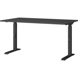 Schreibtisch h&ouml;heneinstellbar 68-91 cm Graphit 140x80cm C-Fu&szlig; B&uuml;rotisch Ergonomisch Made in Germany "Stuttgart" KADIMA DESIGN