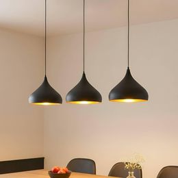 LINDBY Pendelleuchte Elamira, schwarz, Metall, 133cm, 3-flg.