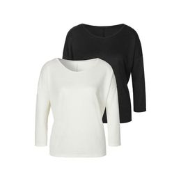 Lascana 3/4-Arm-Shirt 'aus feinem Strick' mehrfarbig Gr. 32/34 f&uuml;r Damen. Mit Rundhals. Bequem