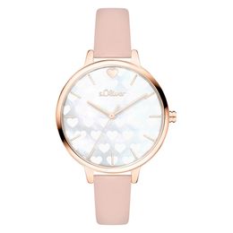 s.Oliver Uhr Damen Gr&ouml;&szlig;e One Size gold / rosa / wei&szlig;