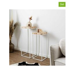 THE HOME DECO FACTORY 2er-Set: Beistelltische in Natur/ Wei&szlig; - 70% | Tische