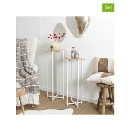 THE HOME DECO FACTORY 2er-Set: Beistelltische in Hellbraun/ Wei&szlig; - 66% | Tische