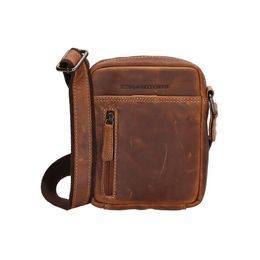 HIDE & STITCHES Leder-Umh&auml;ngetasche in Cognac - (B)14,5 x (H)18 x (T)5,5 cm - 61% | Herrentaschen