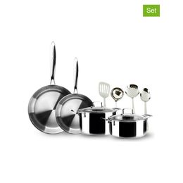Ibili 10tlg. Kochgeschirr & -besteck-Set ''Triply Natural'' in Silber - 50% | Kochgeschirr